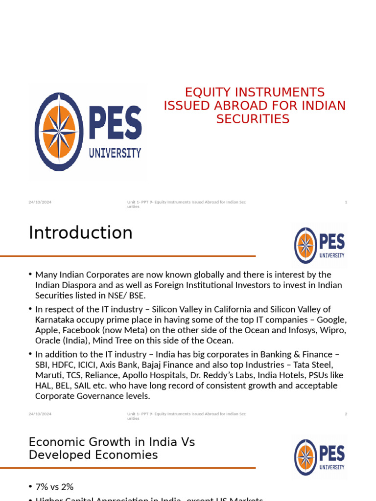 Equity Instruments for Indian Securities | PDF | Securities (Finance ...