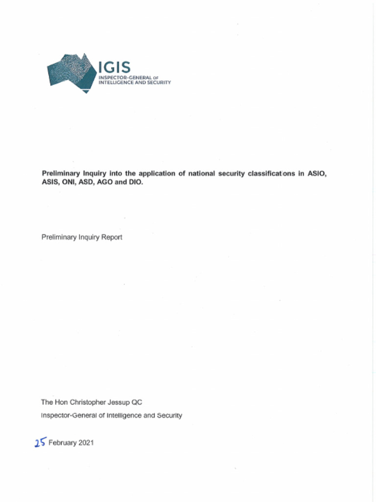 IGIS Preliminary Inquiry - Final Report - 0 | PDF
