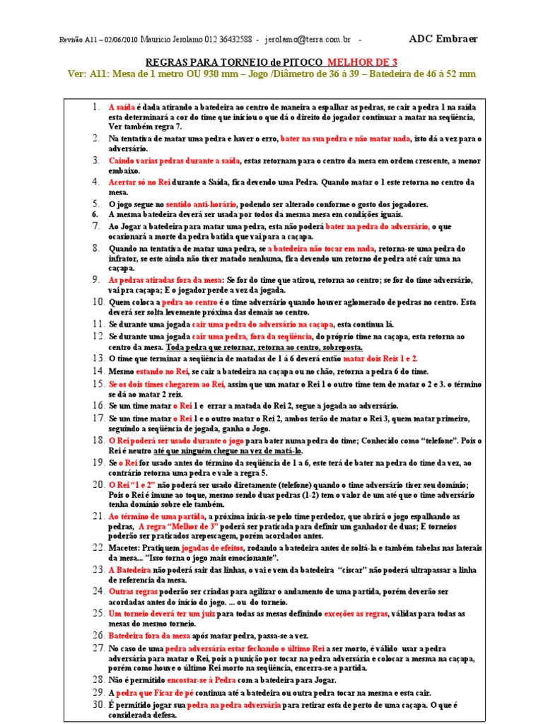 Regras Jogo de Pitoco | PDF | Lazer