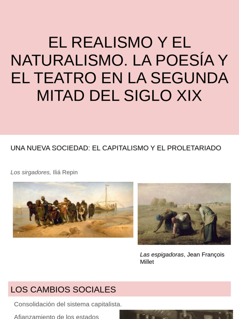 El Realismo y El Naturalismo. La Poesía y El Teatro en La Segunda Mitad ...