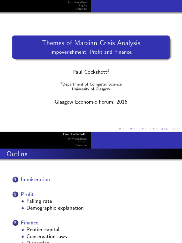 Marxist Crisis Theory (Paul Cockshott - Lecture Slides) | PDF | Force | Capital (Economics)