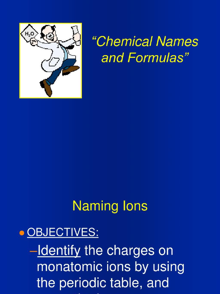 Chemical Names and Formulas | PDF
