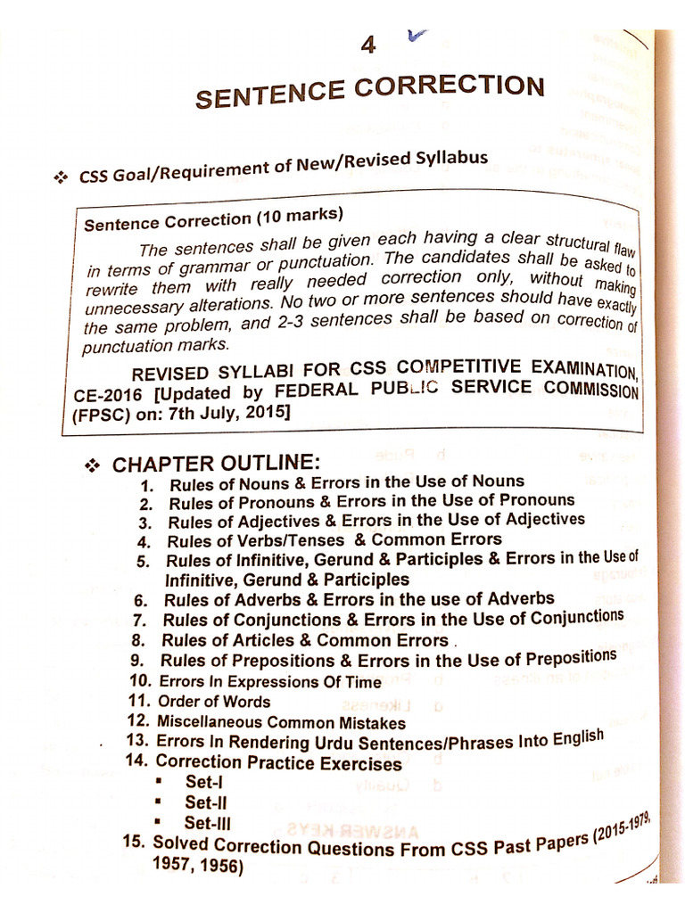 Sentence Correction Original | PDF