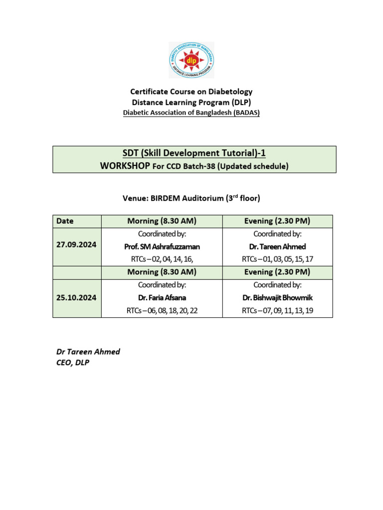 CCD-38 SDT-1 Workshop - Updated | PDF