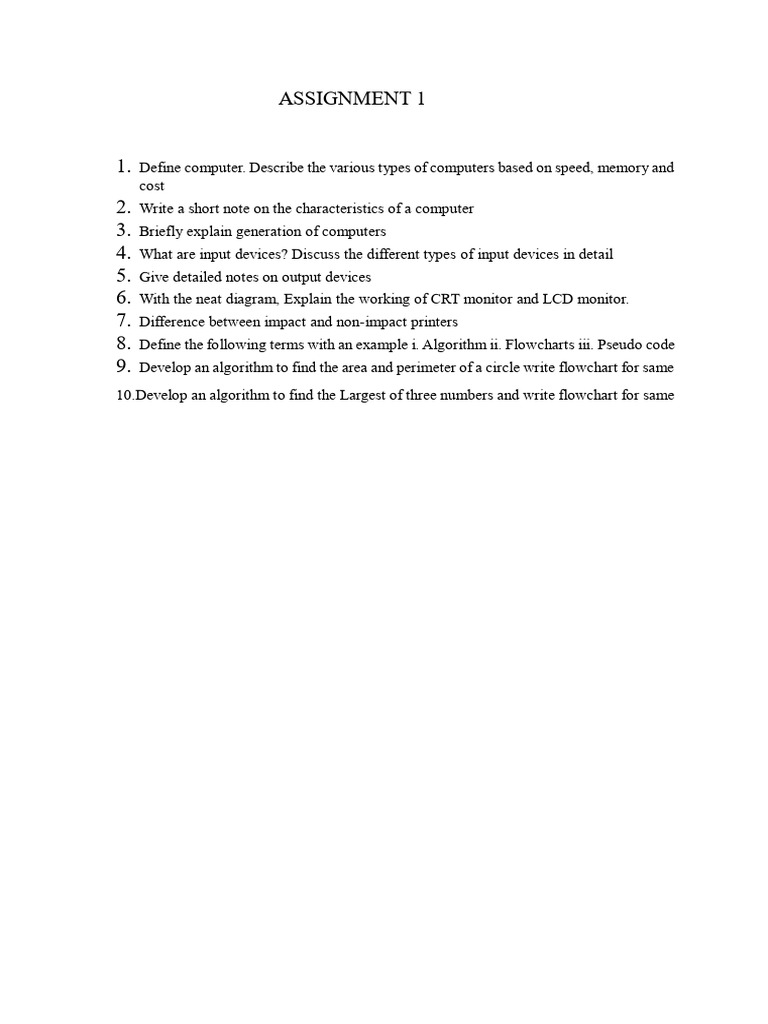 Computer Basics and Algorithms Assignment | PDF | Business | Computers