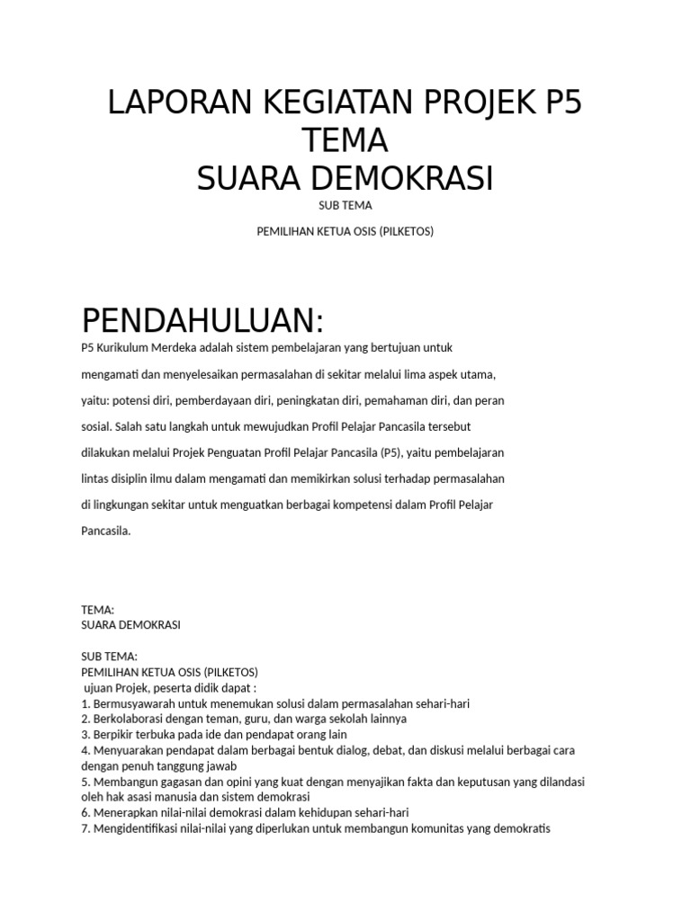 Laporan Kegiatan Projek P5 | PDF