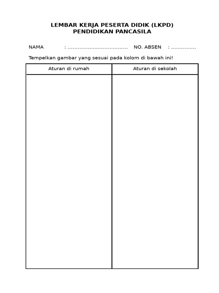 LKPD Pendidikan Pancasila: Aturan Rumah & Sekolah | PDF | Olahraga ...