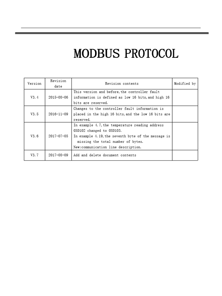 Modbus Protocol 3.7 | PDF | Computer Science | Computing