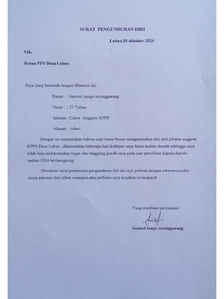 Undur Diri Samuel | PDF