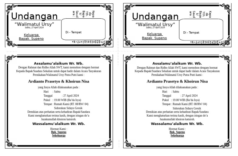 A5 Undangan Walimatul Ursy A5 Model U01 | PDF