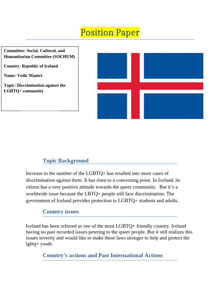 Position Paper - Iceland (SOCHUM) - 2022 | PDF