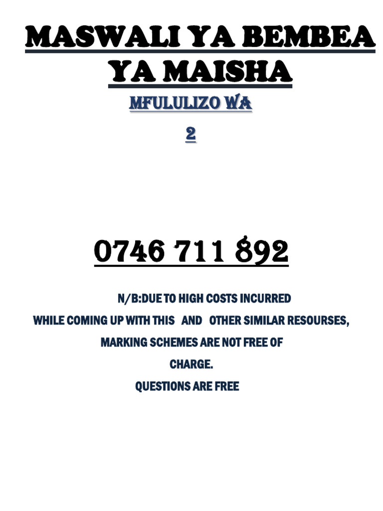 Maswali Ya Bembea Ya Maisha Mfululizo Wa 2 | PDF