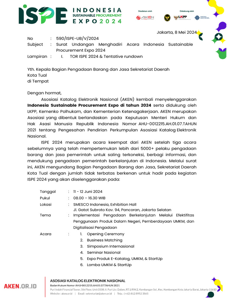 590 - ISPE-UB - V - 2024 Surat Undangan ISPE 2024 Kota Tual | PDF