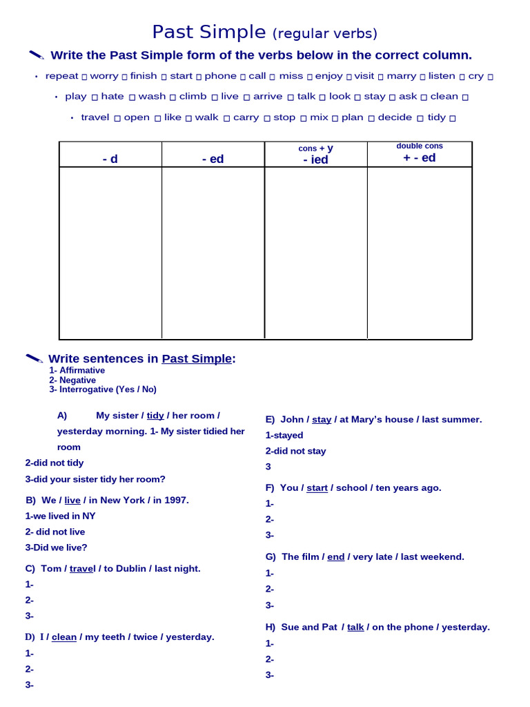 Exercise Past Tense of Regular Verb | PDF | Linguistics | Grammar
