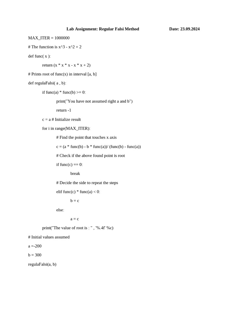 Regular Falsi Method | PDF