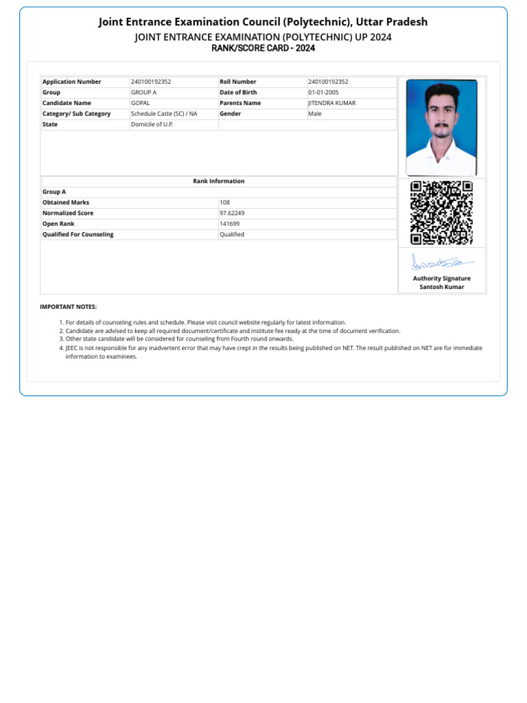 Admissions - Nic.in JEECUP Applicant PreCounResult ViewResult JEEC ...
