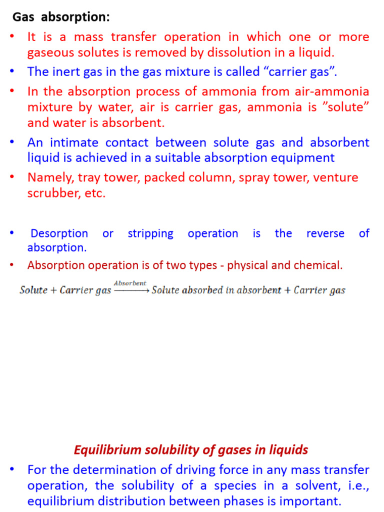 Absorption 1 2 Pdf Solubility Gases