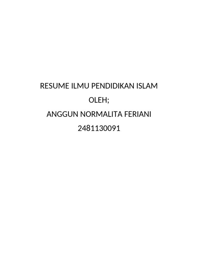 Resume Ilmu Pendidikan Islam | PDF