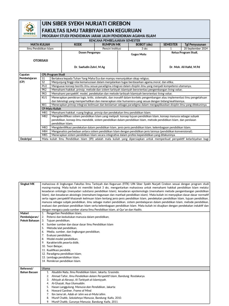 RPS MK Ipi - PJJ Pai - Kelas C3 - C4 | PDF