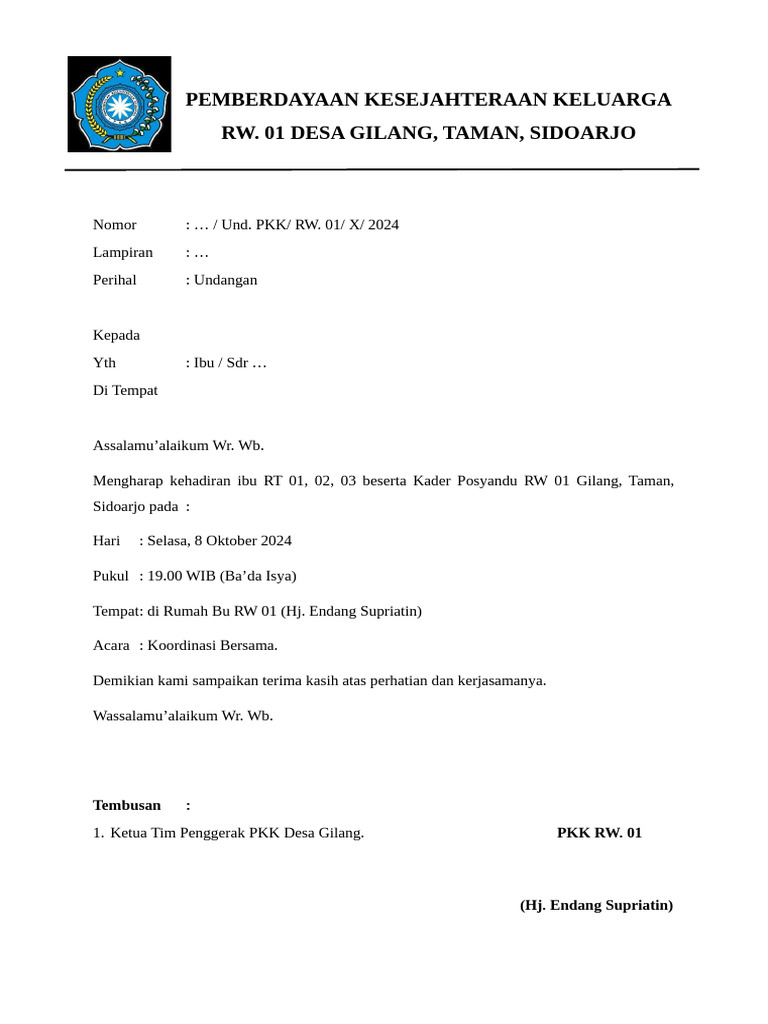 Surat Arisan PKK | PDF