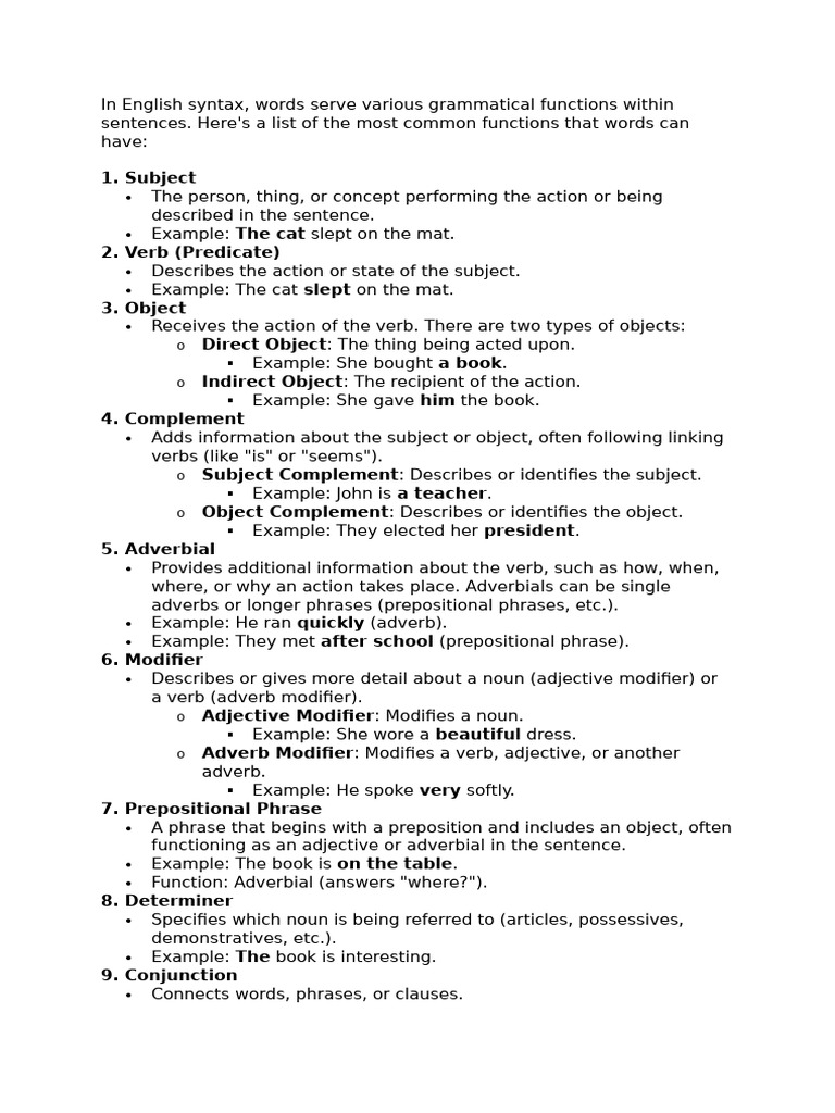 Syntax Word Classes and Functions | PDF | Part Of Speech | Adverb