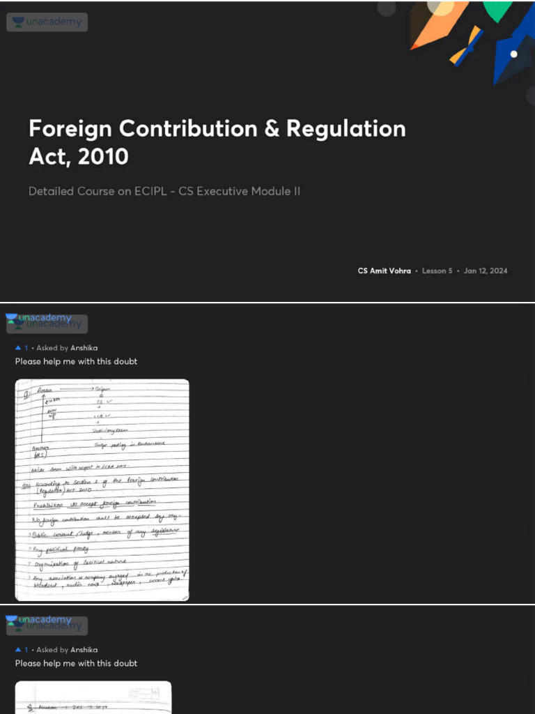 Foreign Contribution Regulation Act 2010 No Anno | PDF