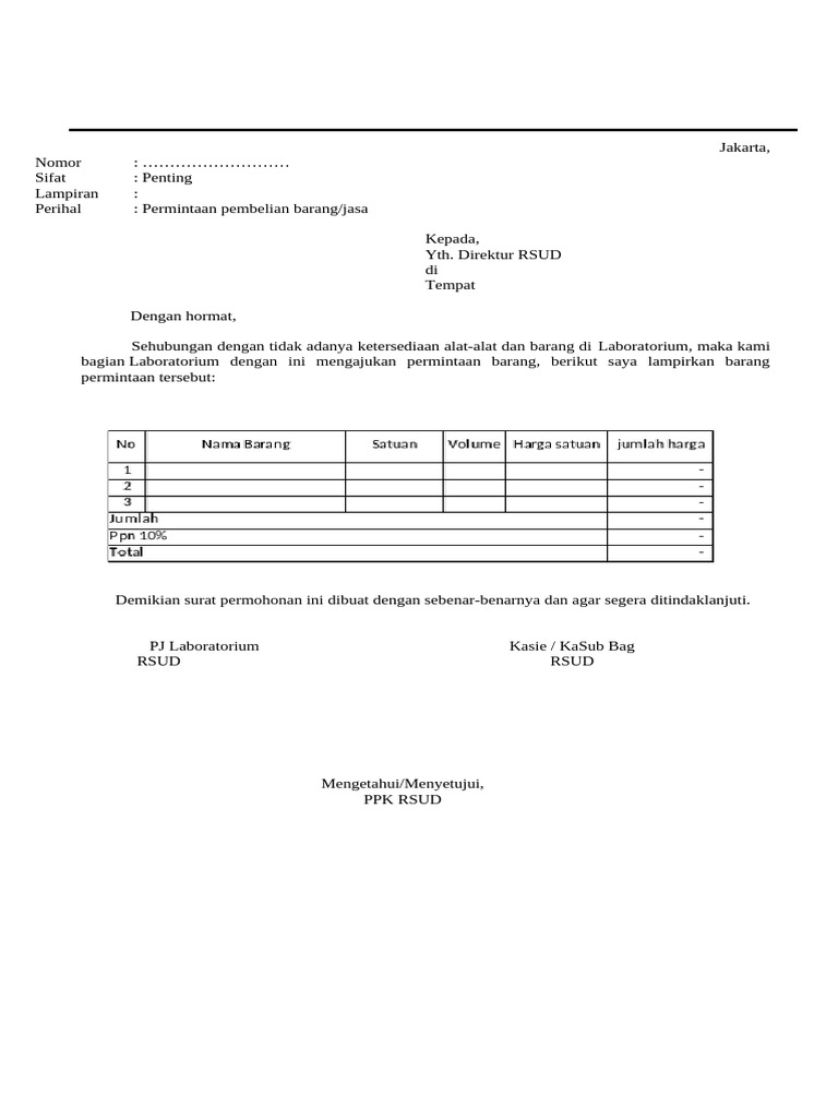 Format Surat Permintaan Terbaru | PDF