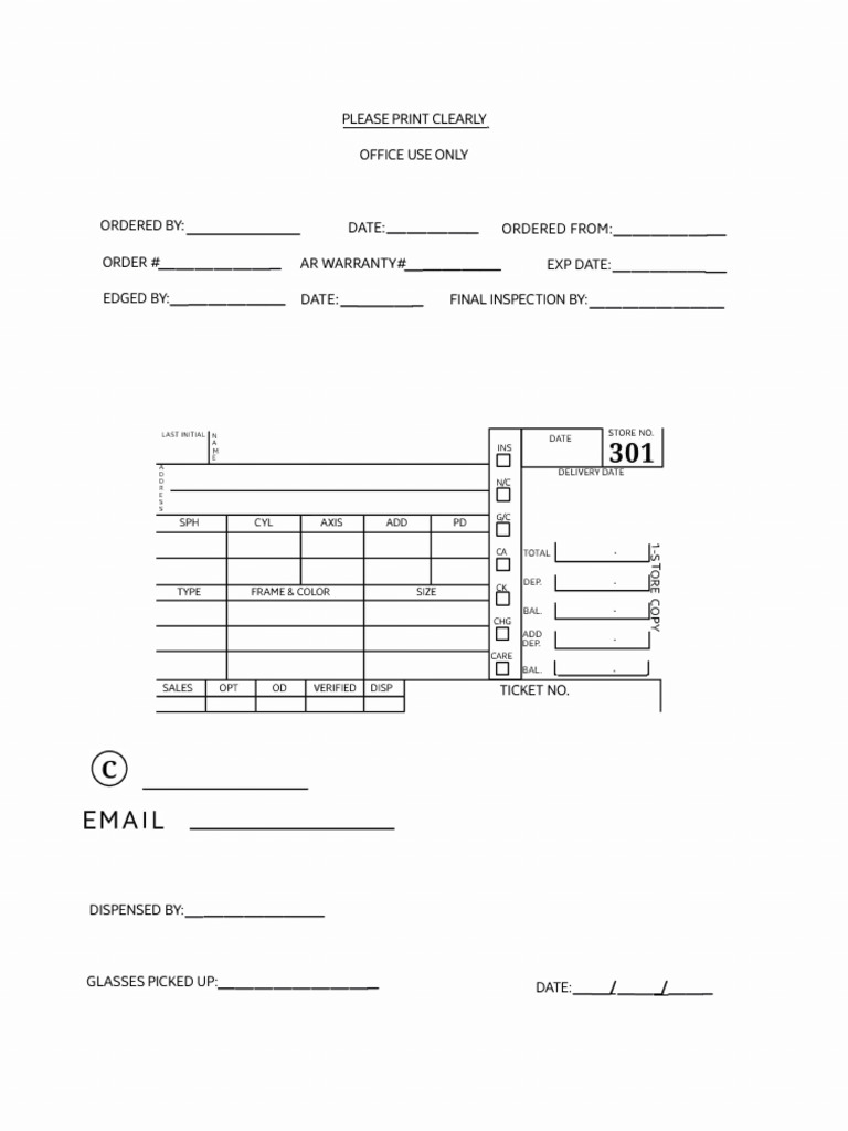 Order Form for Eyewear Prescription | PDF