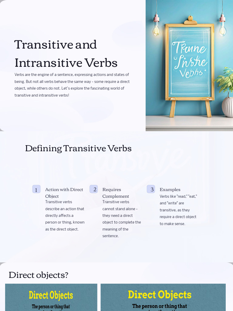 Transitive vs. Intransitive Verbs Explained | PDF | Verb | Object (Grammar)