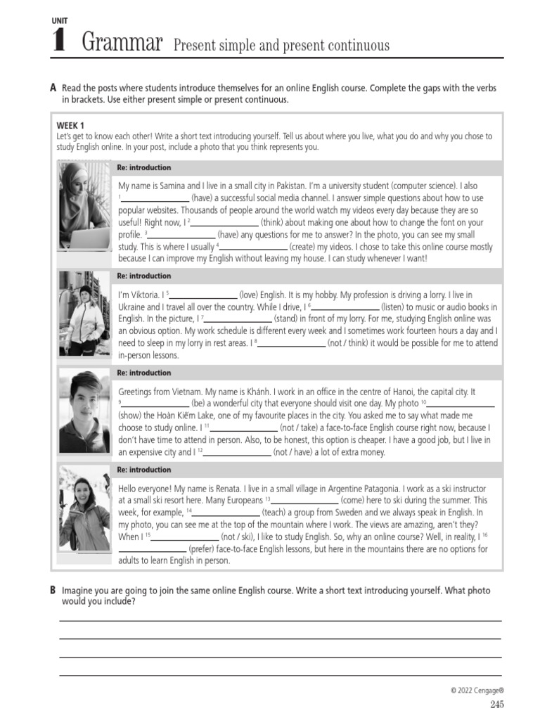Voices Intermediate Grammar Unit 01 | PDF | English Language