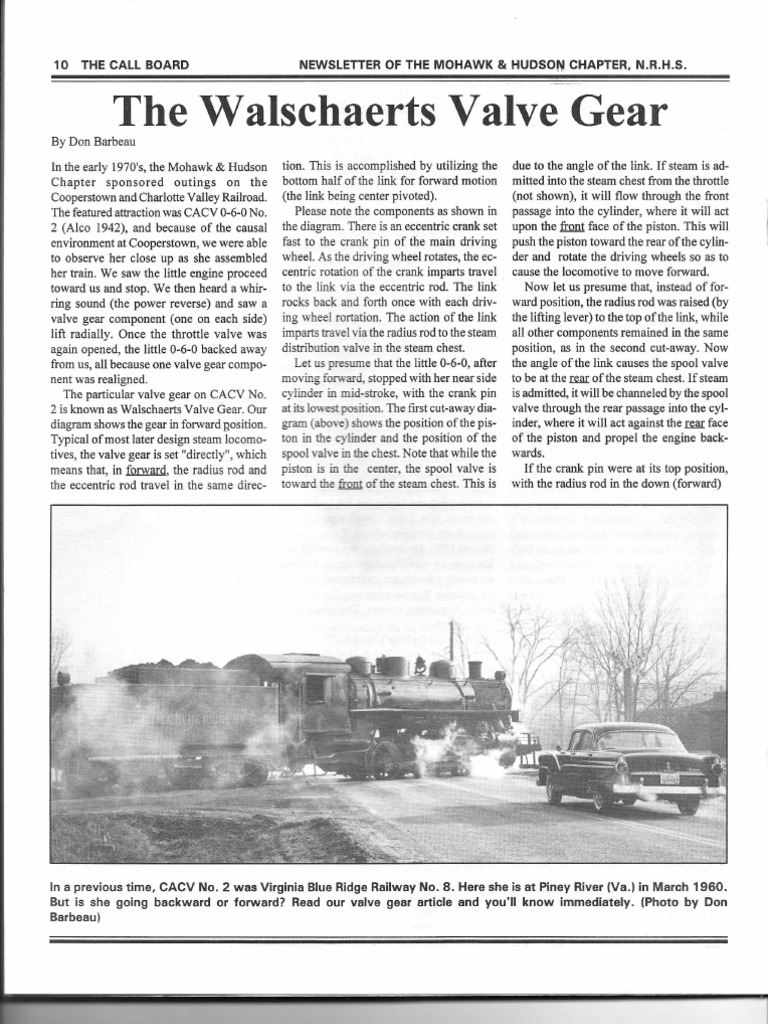 The Walschaerts Valve Gear | PDF | Steam Locomotive | Piston