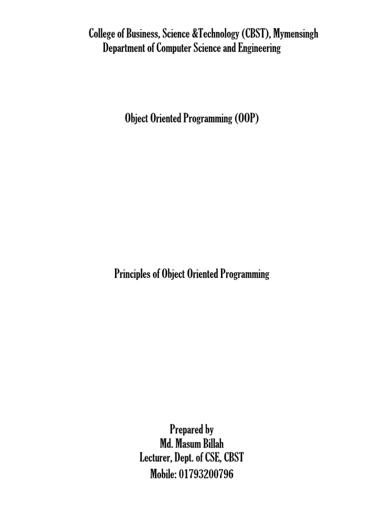 Chapter 1 Principal Of Object Oriented Programming Pdf Object Oriented Programming 9850