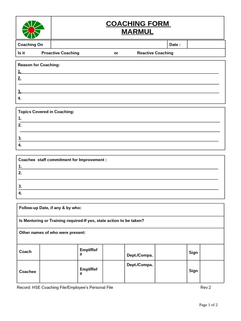 PDO Coaching Form Rev 2 | PDF | Psychology | Social Psychology