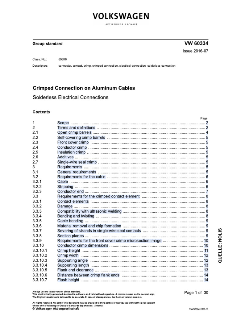 VW60334 Crimped Connection On Aluminum Cables en | PDF | Cooking, Food ...