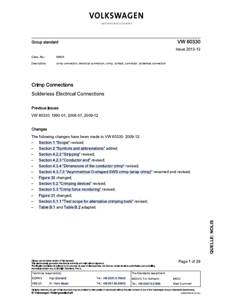 VW60330 Crimp Connections en | PDF