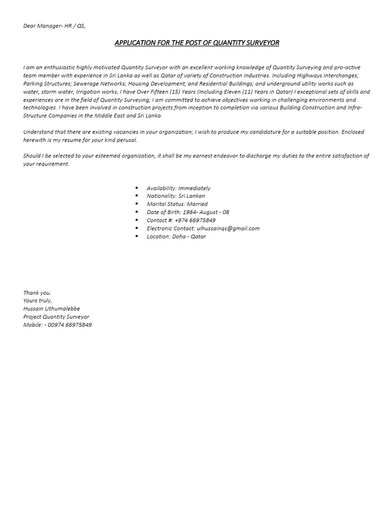 Resume Hussain Uthumalebbe | PDF | Surveying | Qatar