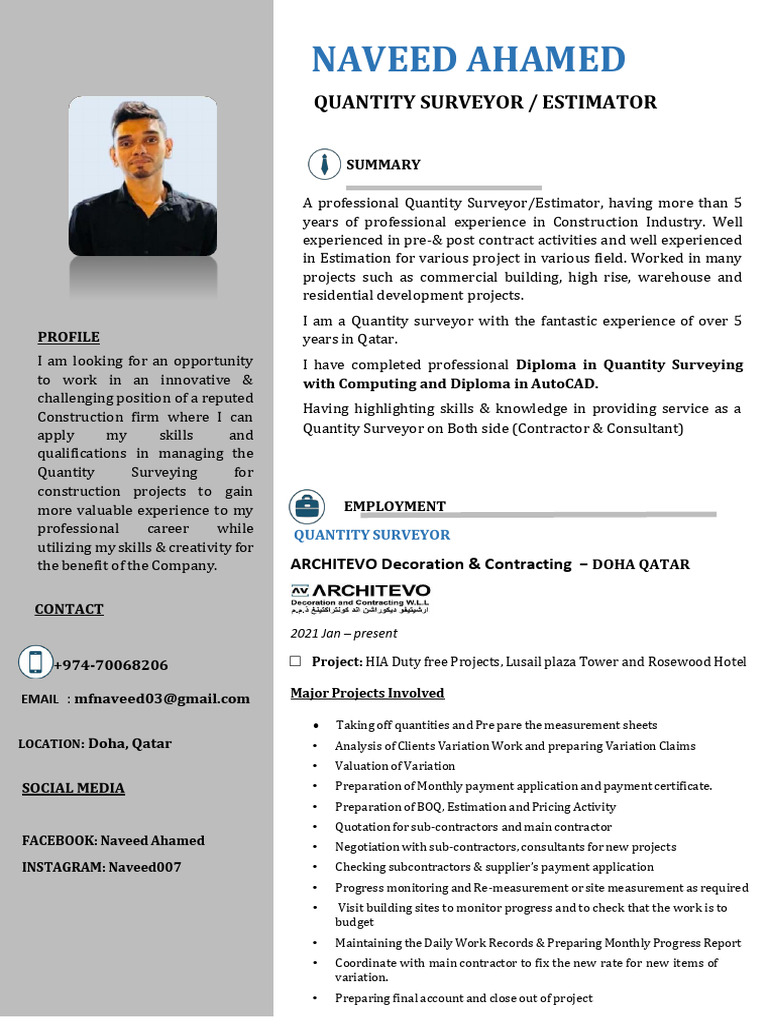 Resume Naveed Ahamed | PDF | Fluency | Procurement