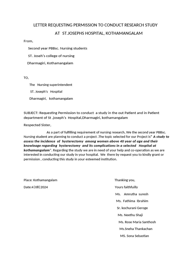 Research Approval Request for St. Joseph's | PDF