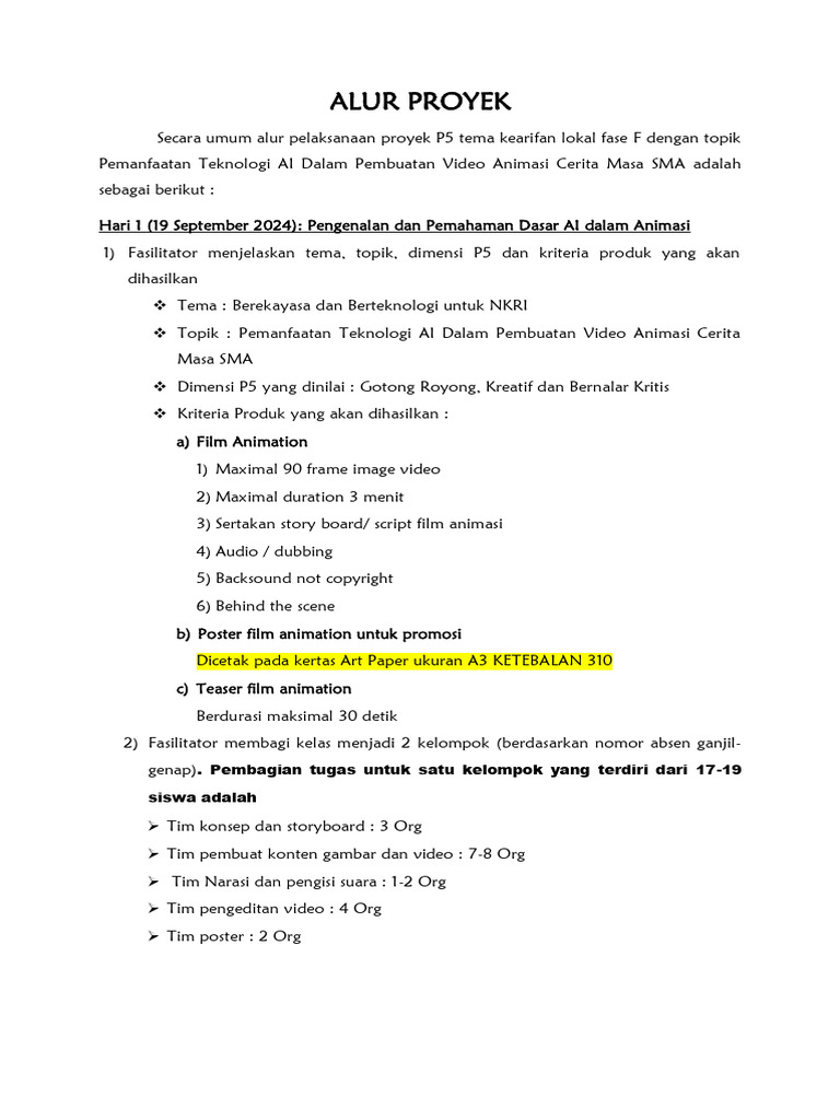 Alur Dan Produk p5 Kelas Xii | PDF | Seni | Komputer