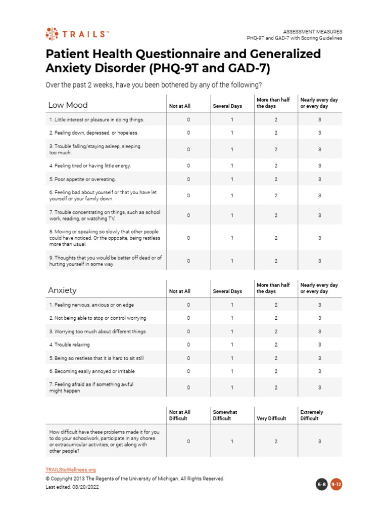 phq-9t-and-gad-7-with-scoring-guidelines | PDF | Clinical Medicine ...