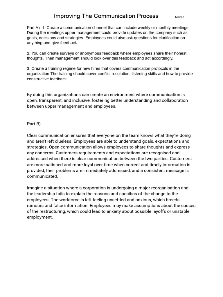 Improving The Communication Process | PDF