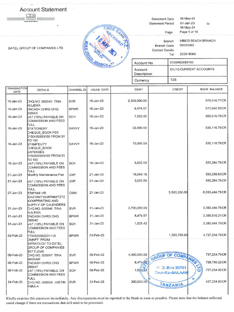 Bank Statement - DATEL | PDF