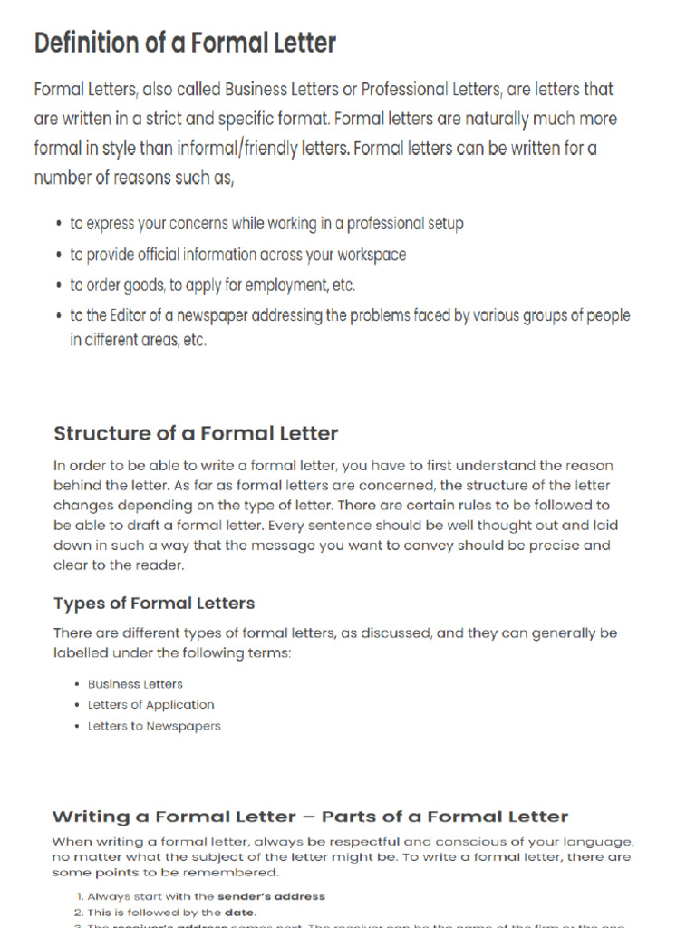 Formal Letters Igcse Grade 9 | PDF