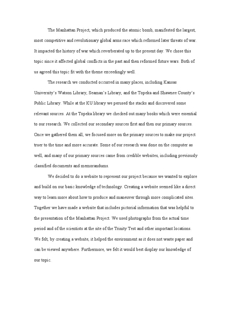 Manhattan Project Process Paper | PDF | Manhattan Project | Nuclear Weapons