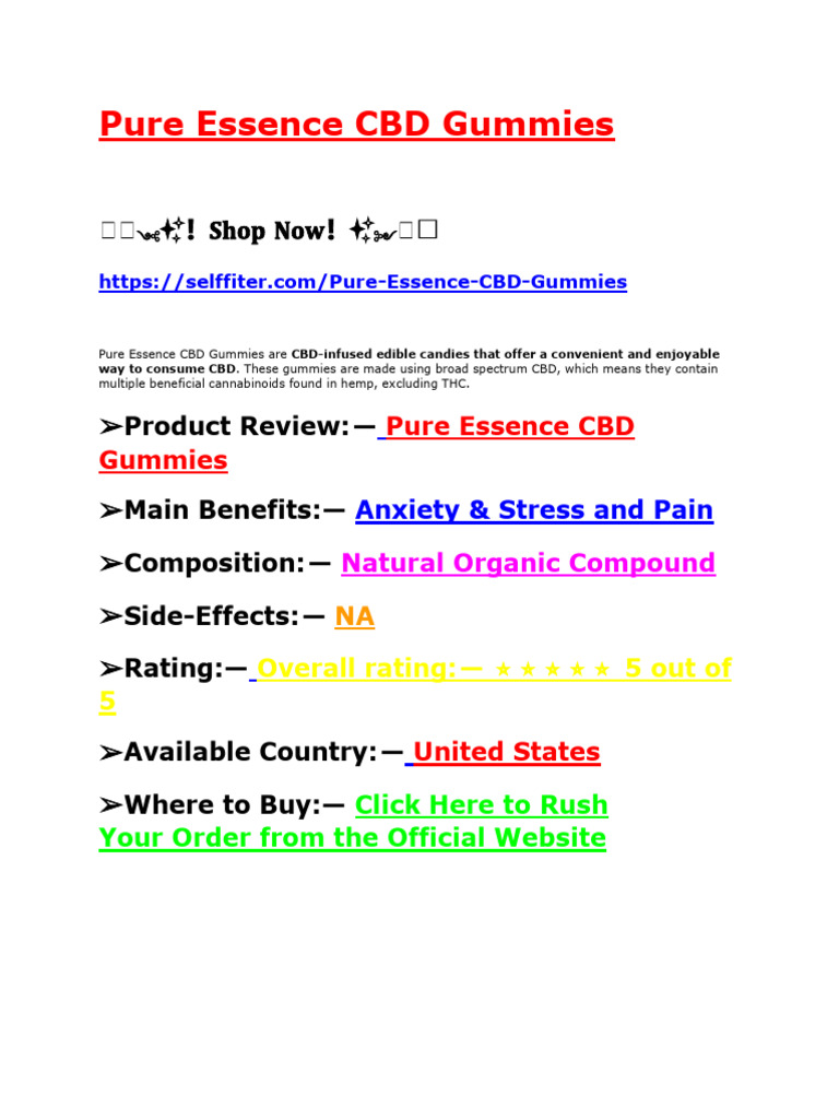 Pure Essence CBD Gummies Does It Really Work | PDF | Cannabis