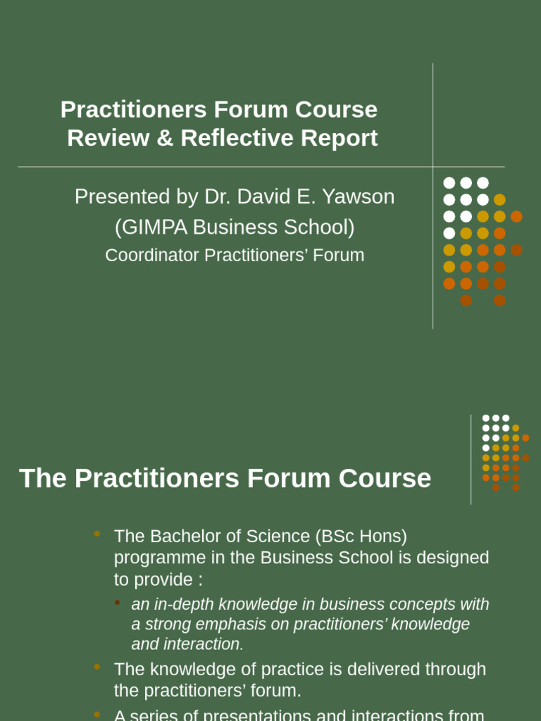 Presentation - Review Refletive Report - Dr. Yawson | PDF | Academic ...
