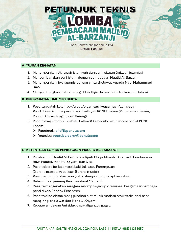 Jukni Lomba HSN2024 Pcnu Lasem | PDF | Agama & Spiritualitas
