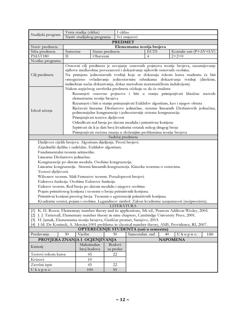 Elementarna-teorija-brojeva | PDF