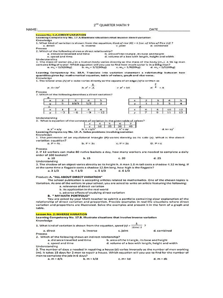 2ND QUARTER MATH 9 | PDF