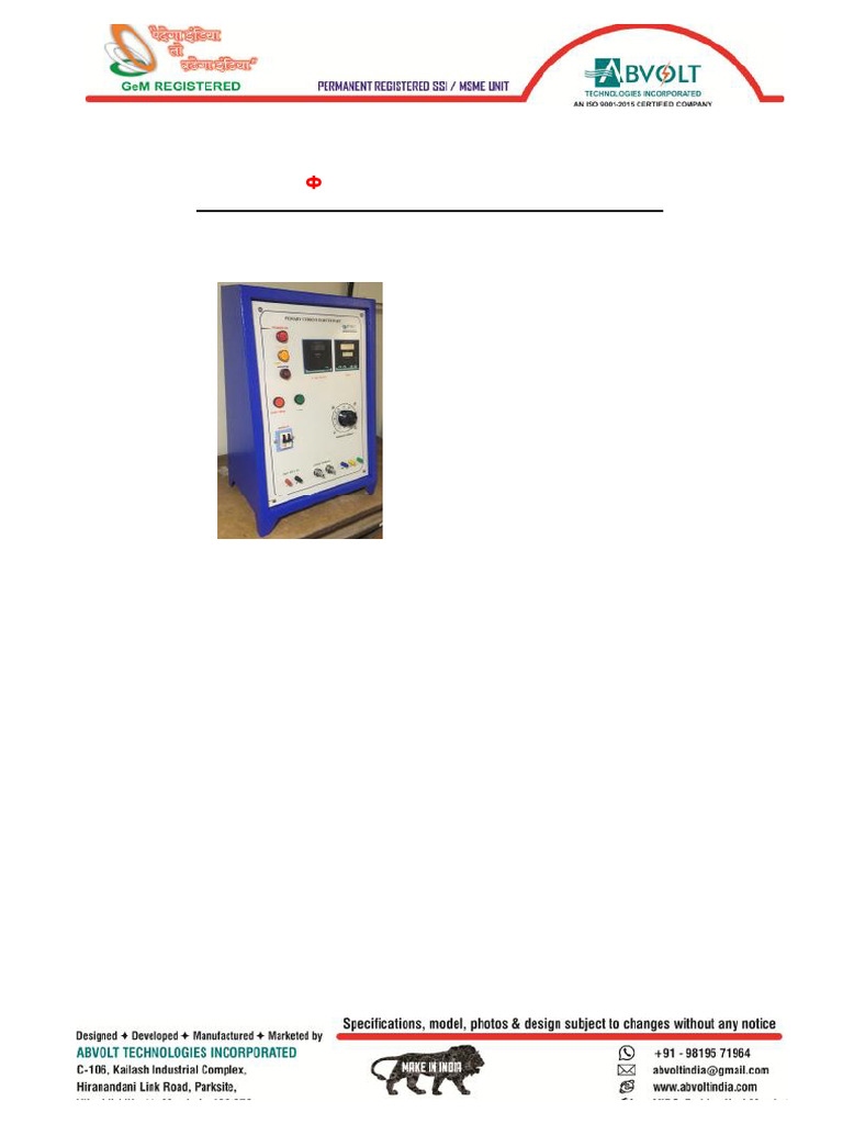 Abvolt 200 - Primary Current Injection Set 200A - As Per New ...